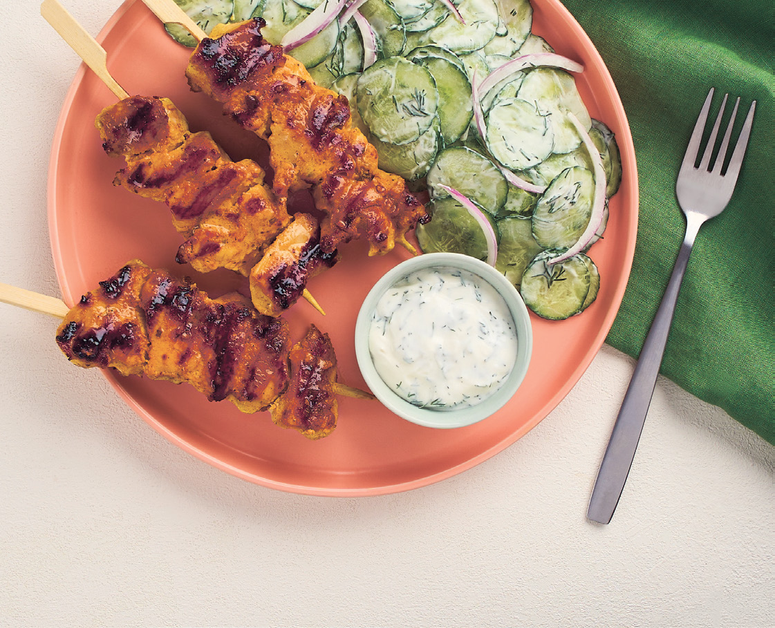 Yogurt Spiced Chicken With Creamy Cucumber Salad - Alberta Milk