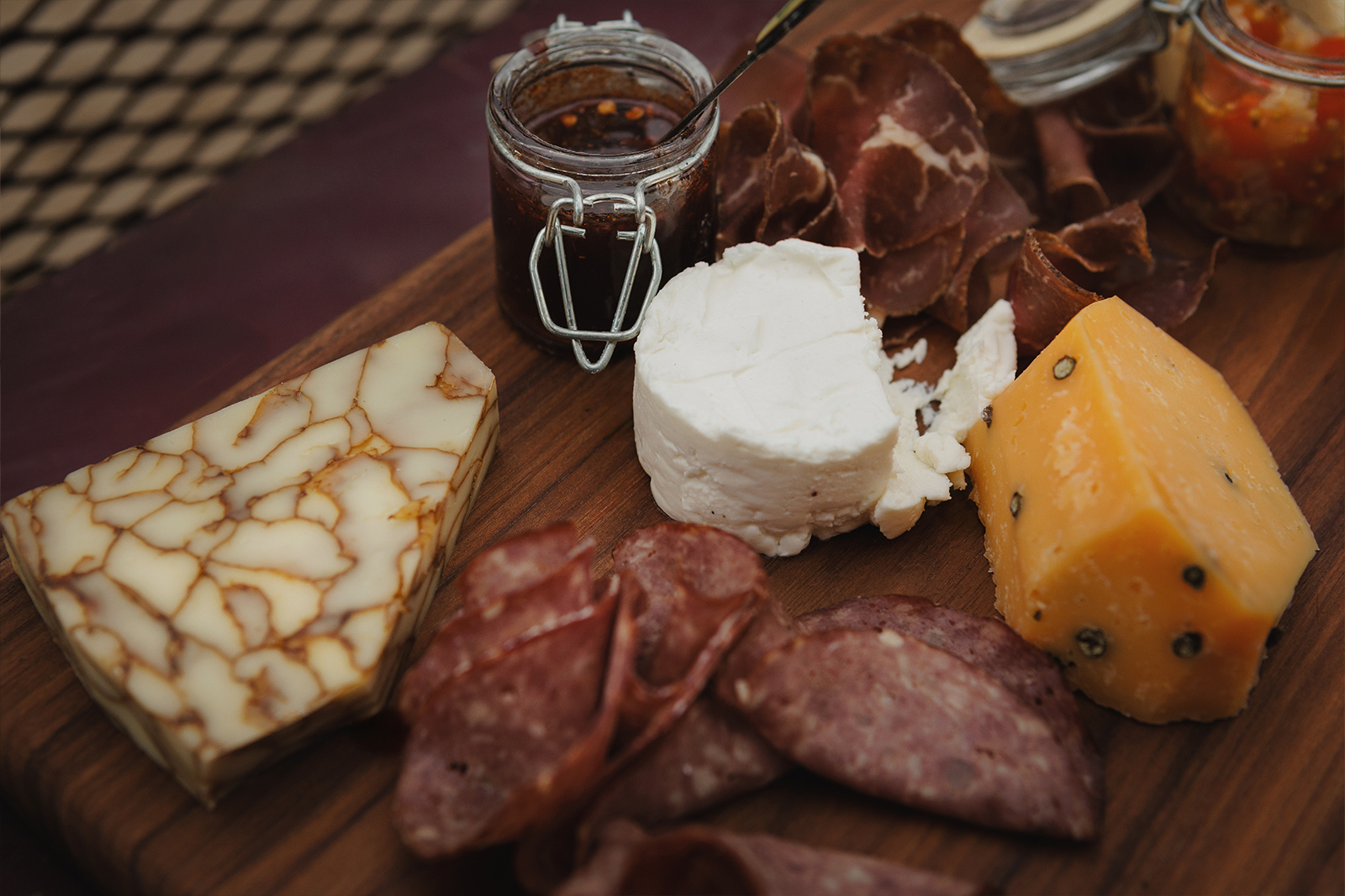 Cheese Board with Jam, Pickles, Condiments, Charcuterie, Crackers ...